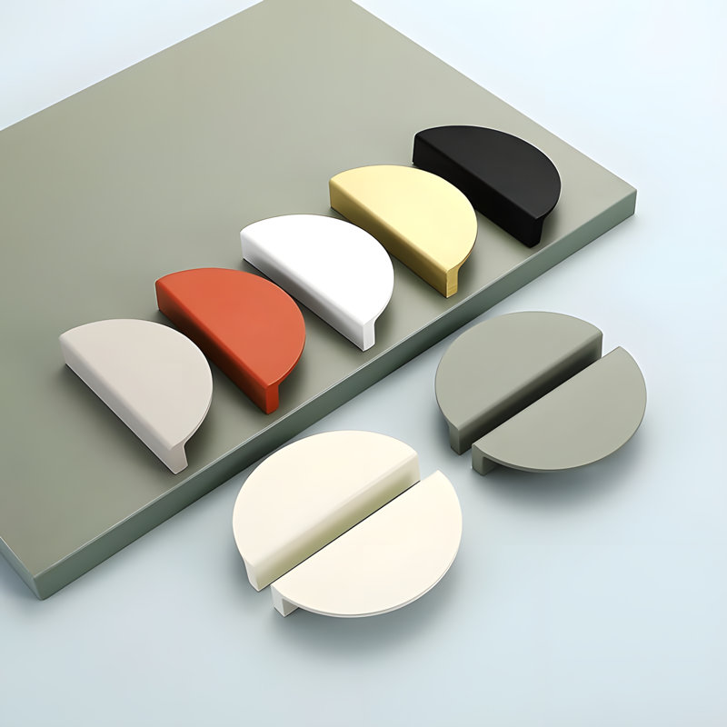 Amzico Gold Half Moon Cabinet Pulls, 8 Pack Brushed Brass Semicircle Knobs For Furniture Doors ...